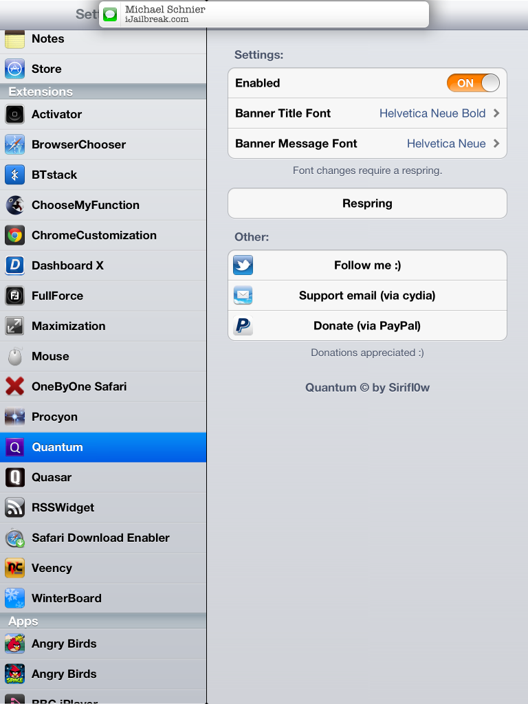 Quantum Cydia Tweak Changes Font In iOS Notification Banners Quantum Cydia Tweak Changes Font In iOS Notification Banners