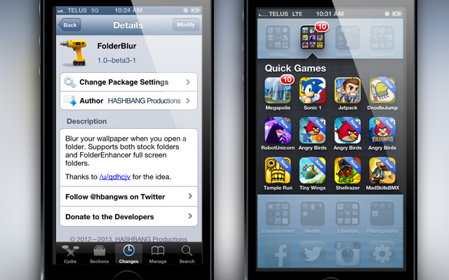 Blur The Homescreen Wallpaper When Opening Folders With FolderBlur Blur The Homescreen Wallpaper When Opening Folders With FolderBlur