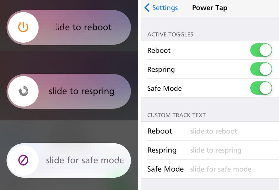 Power Tap Cydia Tweak Adds Reboot, Respring And Safe Mode Toggles To ... Power Tap Cydia Tweak Adds Reboot, Respring And Safe Mode Toggles To ...